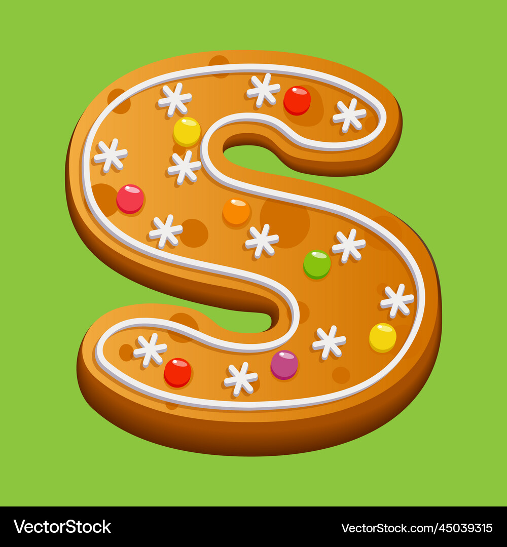 Christmas gingerbread cookie letter s Royalty Free Vector