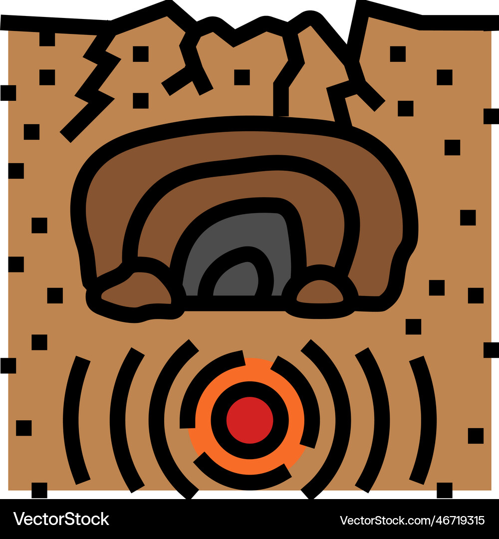 Collapse earthquake disaster color icon Royalty Free Vector