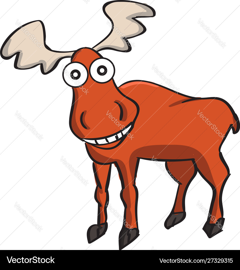 Crazy moose on white background Royalty Free Vector Image