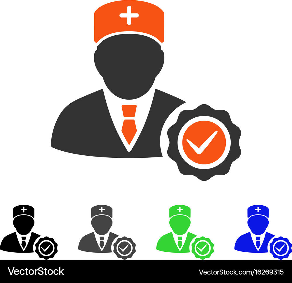 Doctor stamp seal flat icon Royalty Free Vector Image