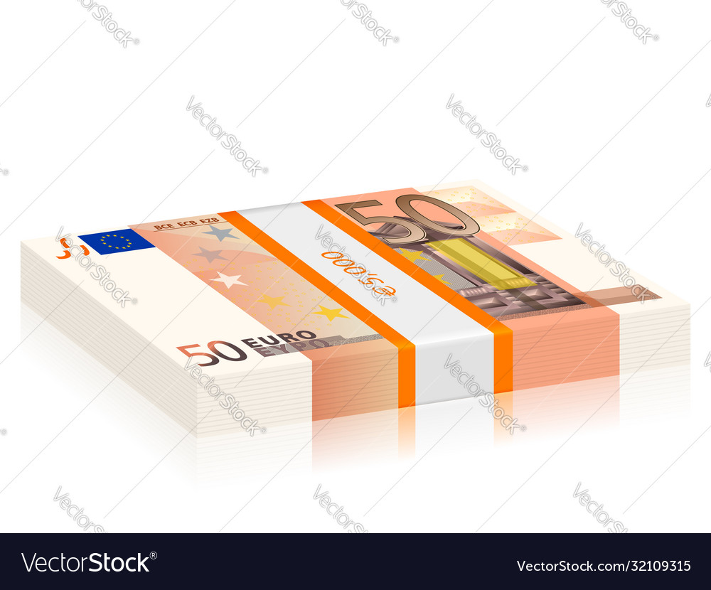 Fifty euro stack Royalty Free Vector Image - VectorStock