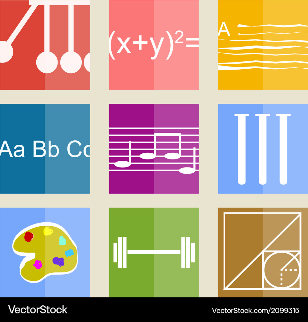 Icons for school subjects Royalty Free Vector Image