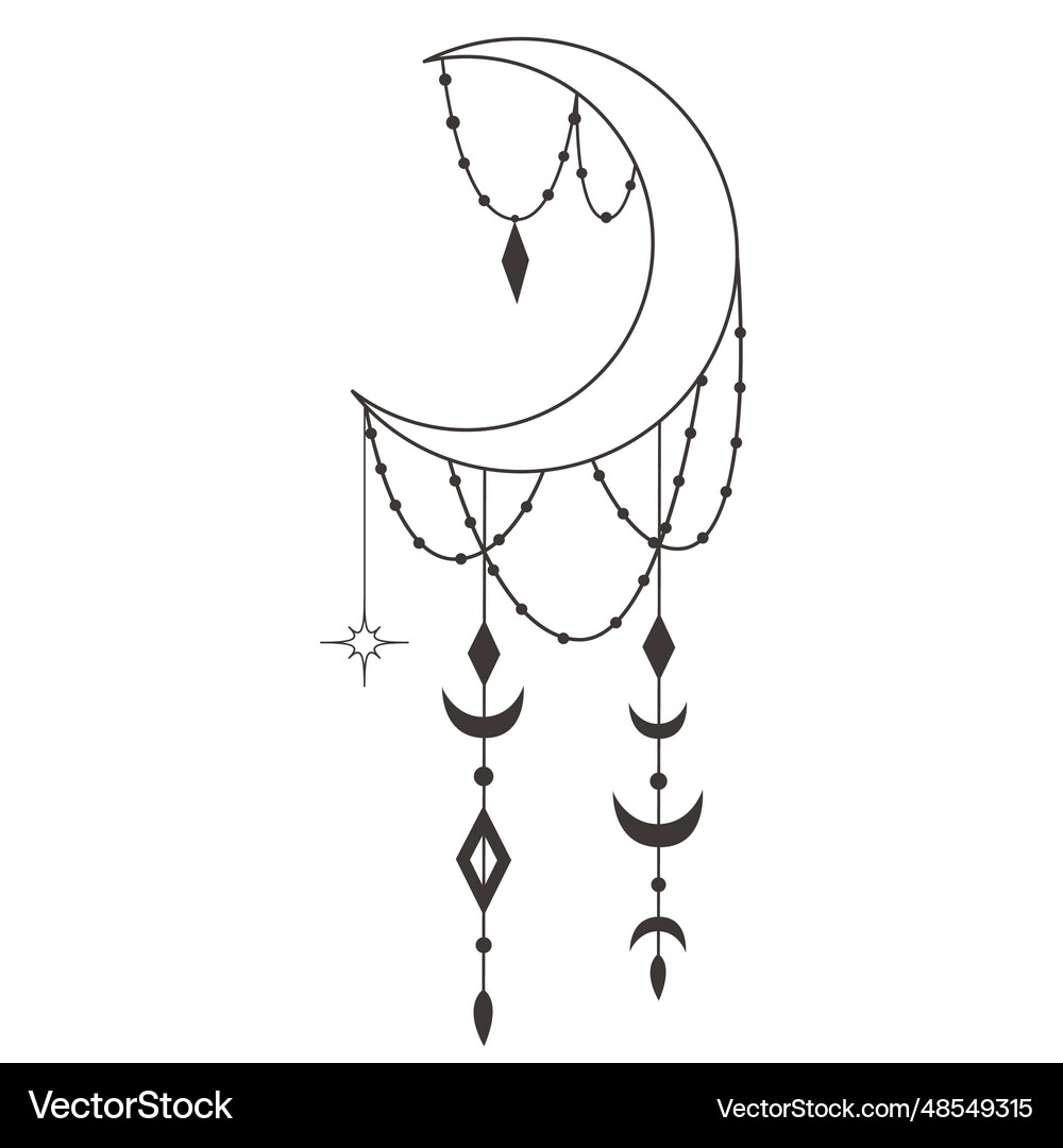 Line art design with crescent on the white Vector Image