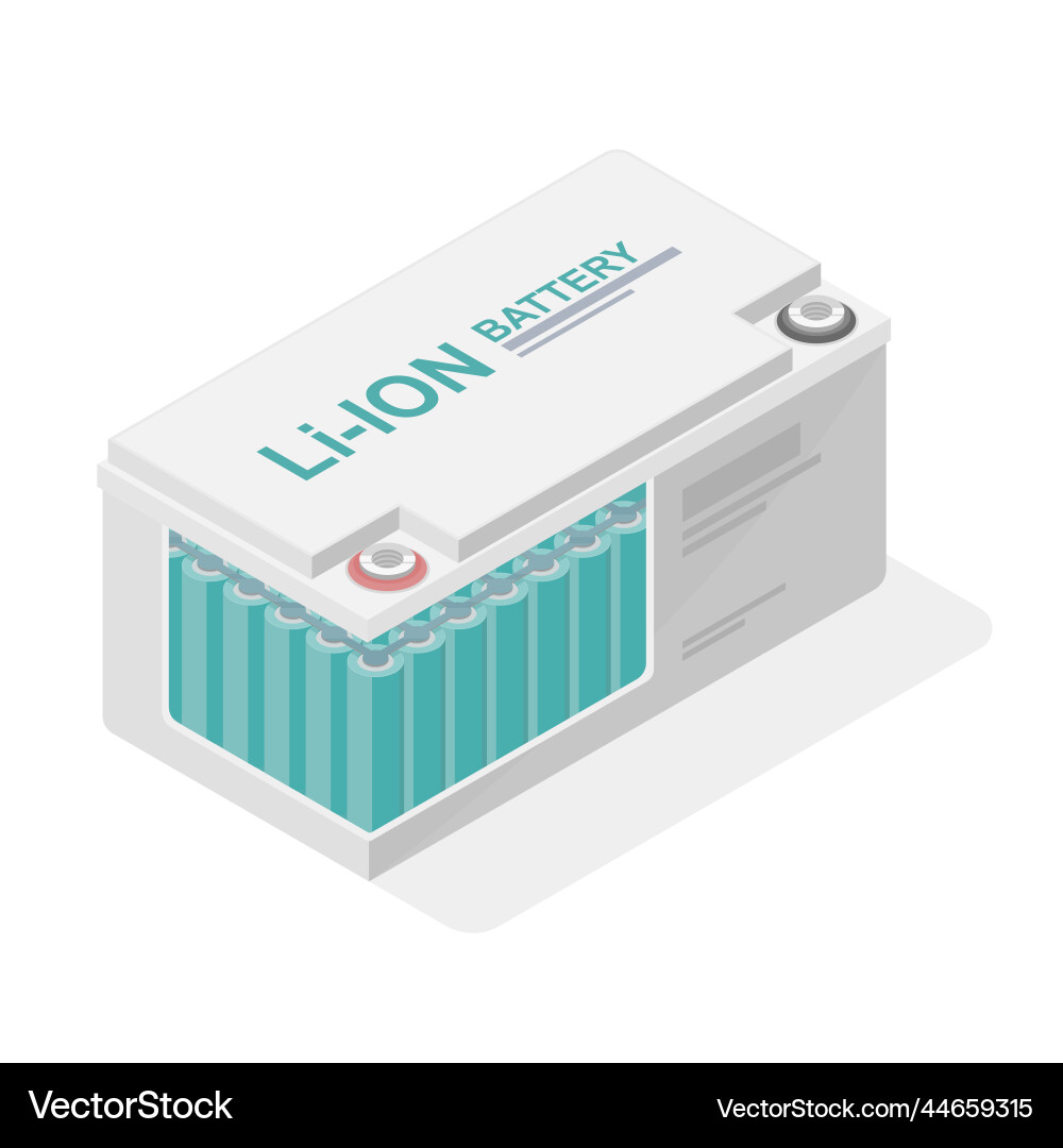 Lithium battery li ion solar cell power pack Vector Image