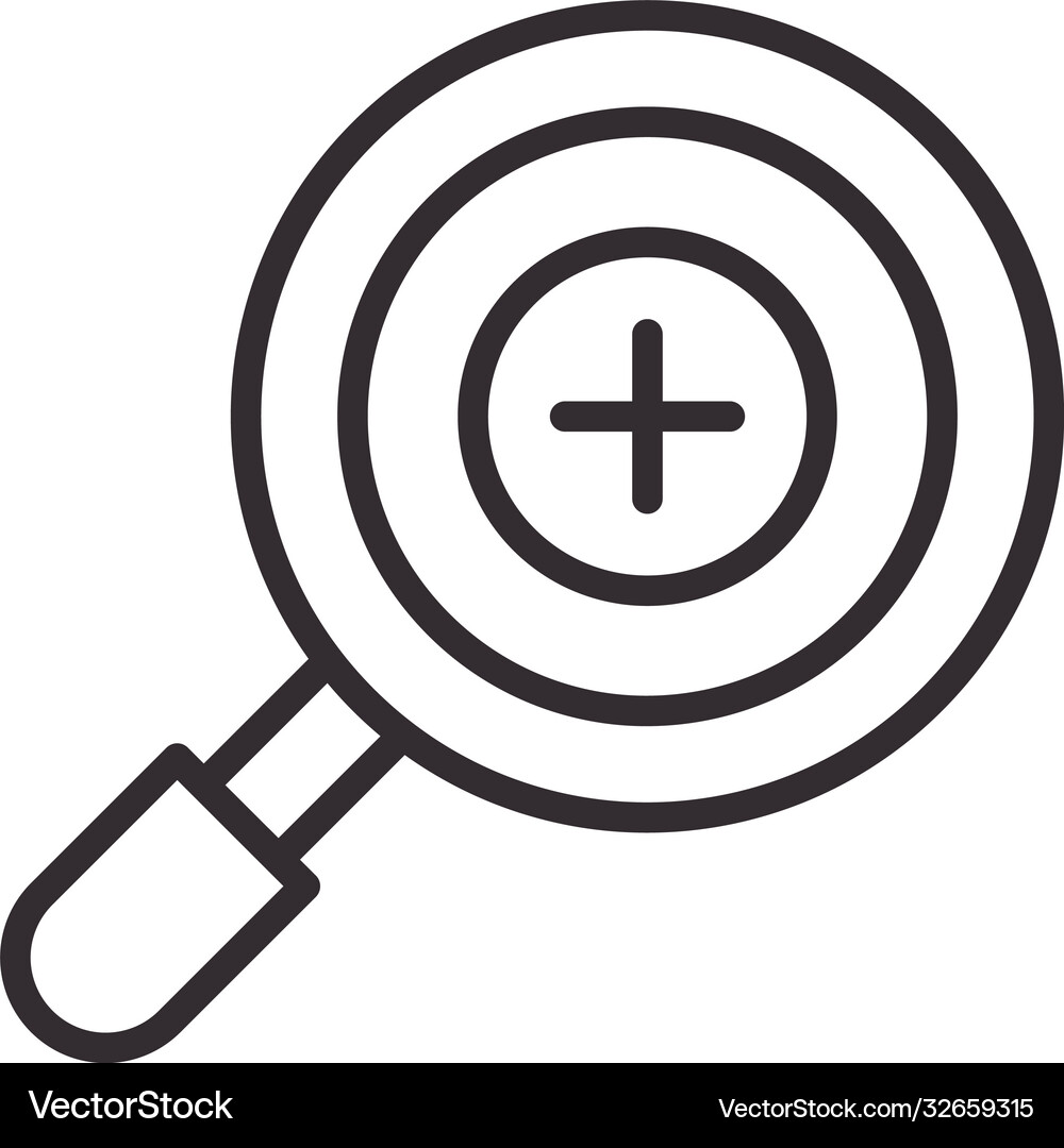 Magnifying glass plus line style icon Royalty Free Vector