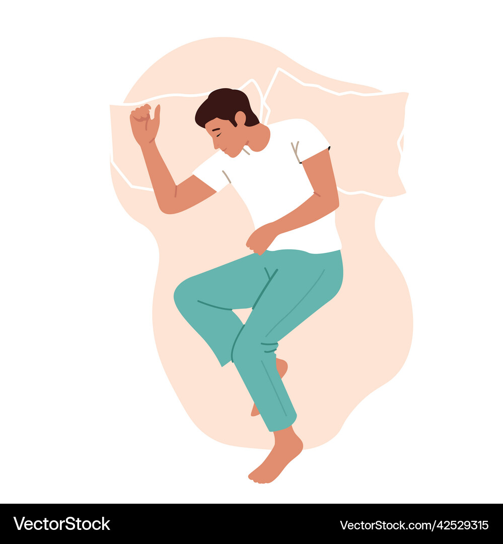 Male character sleeping in relaxed pose lying Vector Image