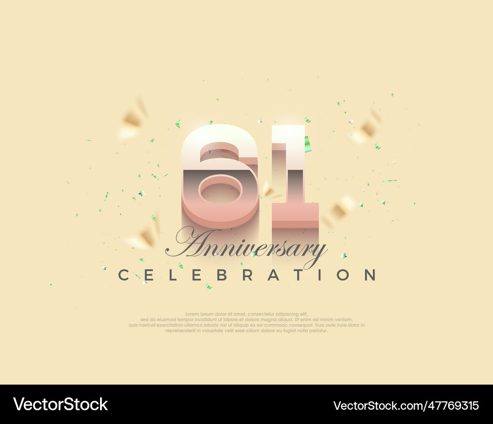 Modern number for 61st anniversary celebration Vector Image