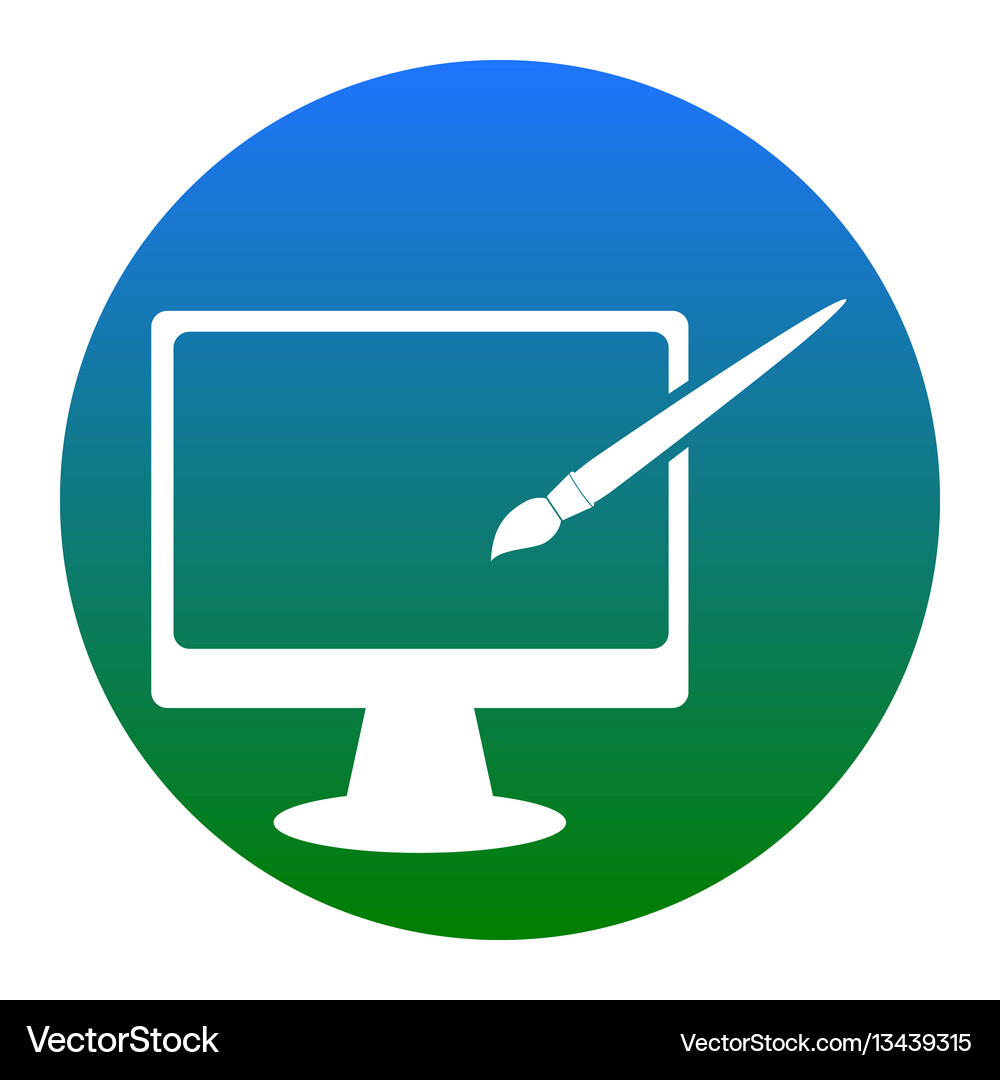 Monitor with brush sign white icon Royalty Free Vector Image