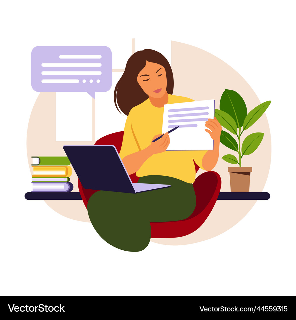 Online learning concept teacher with lesson book Vector Image
