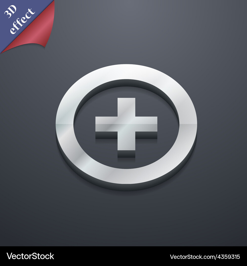 Plus positive icon symbol 3d style trendy modern Vector Image