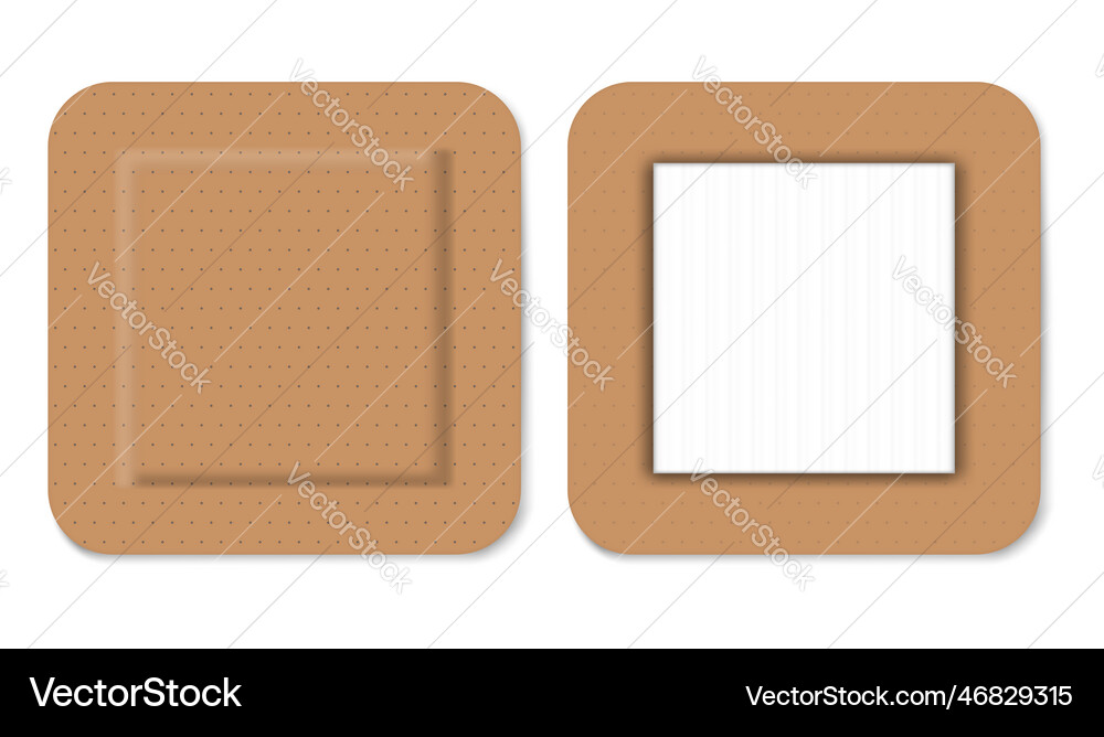 Square adhesive pad bandage realistic first aid Vector Image