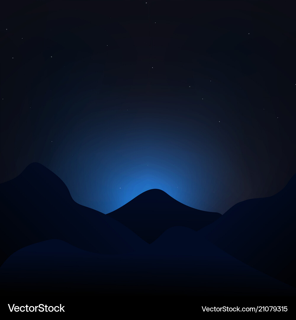 Starry night sky with mountains landscape Vector Image