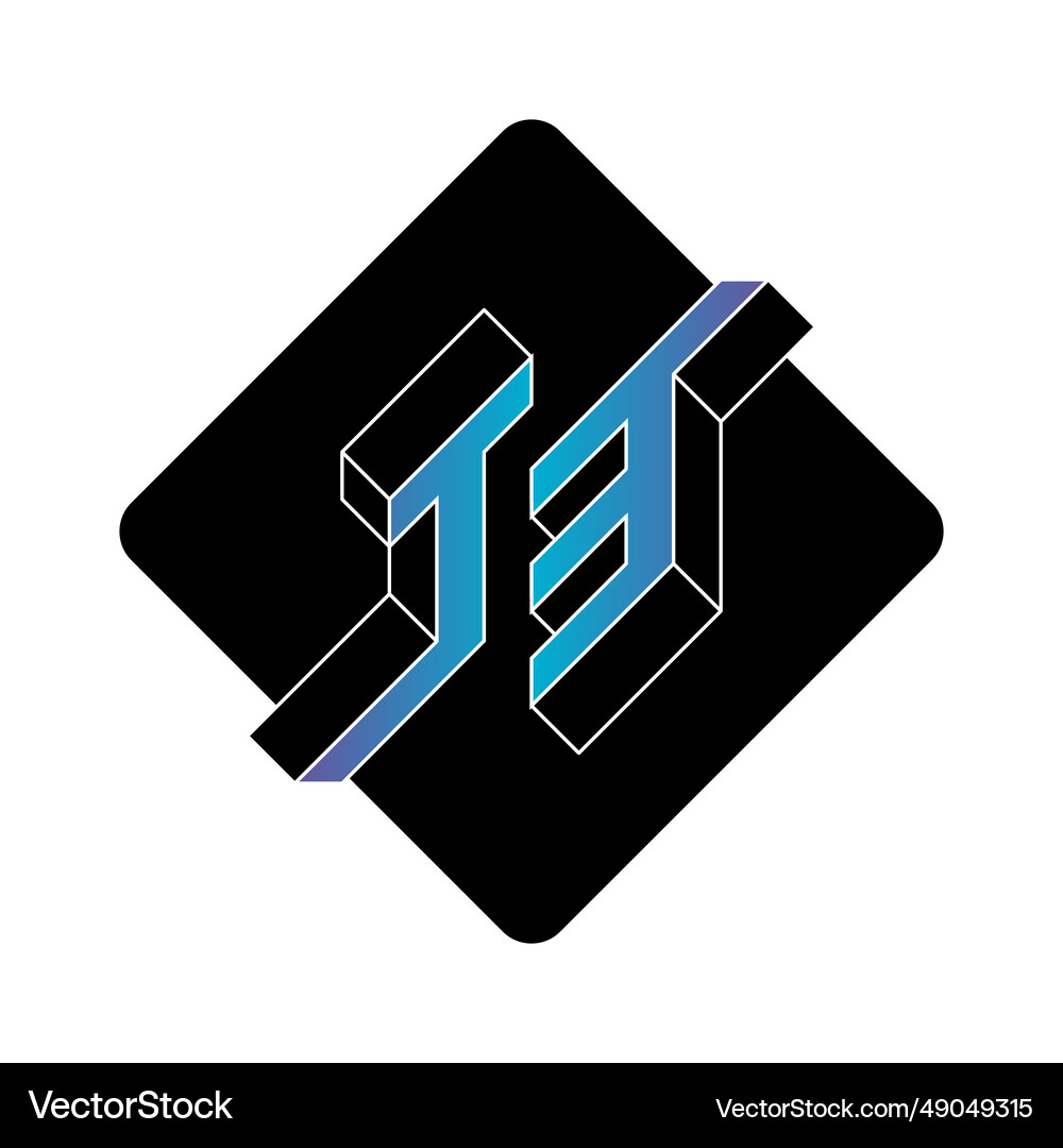 T and 3 - monogram or logotype isometric 3d font Vector Image