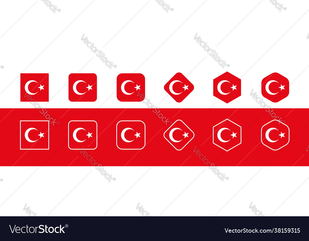 Turkey flag set t rk bayra national Royalty Free Vector