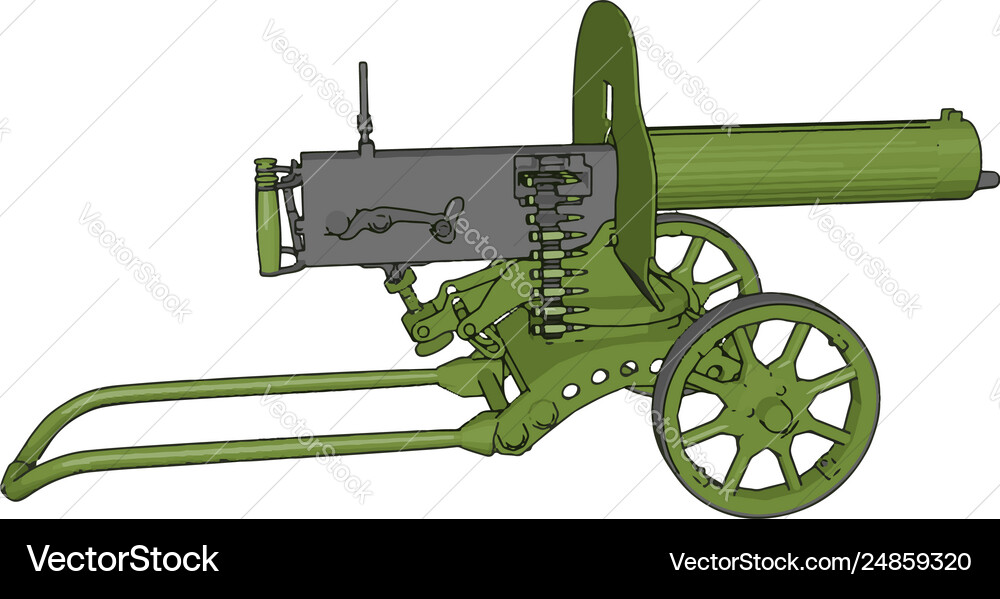3d on white background a green military cannon Vector Image