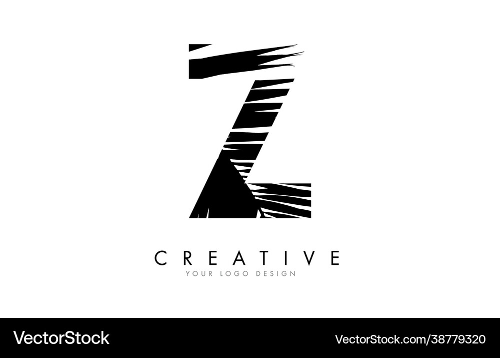 Black leaf z letter logo design with palm tree Vector Image