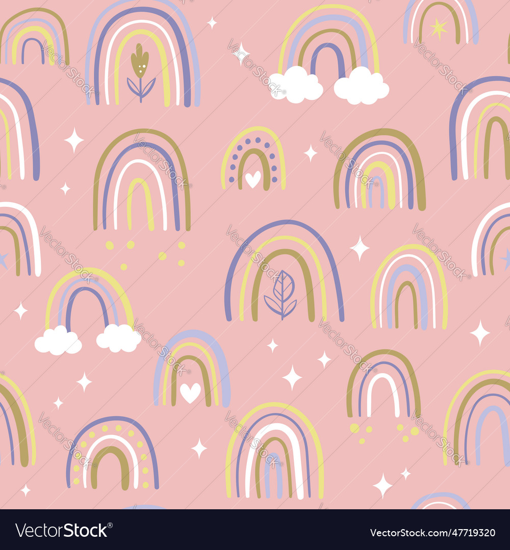 Boho rainbows seamless pattern Royalty Free Vector Image