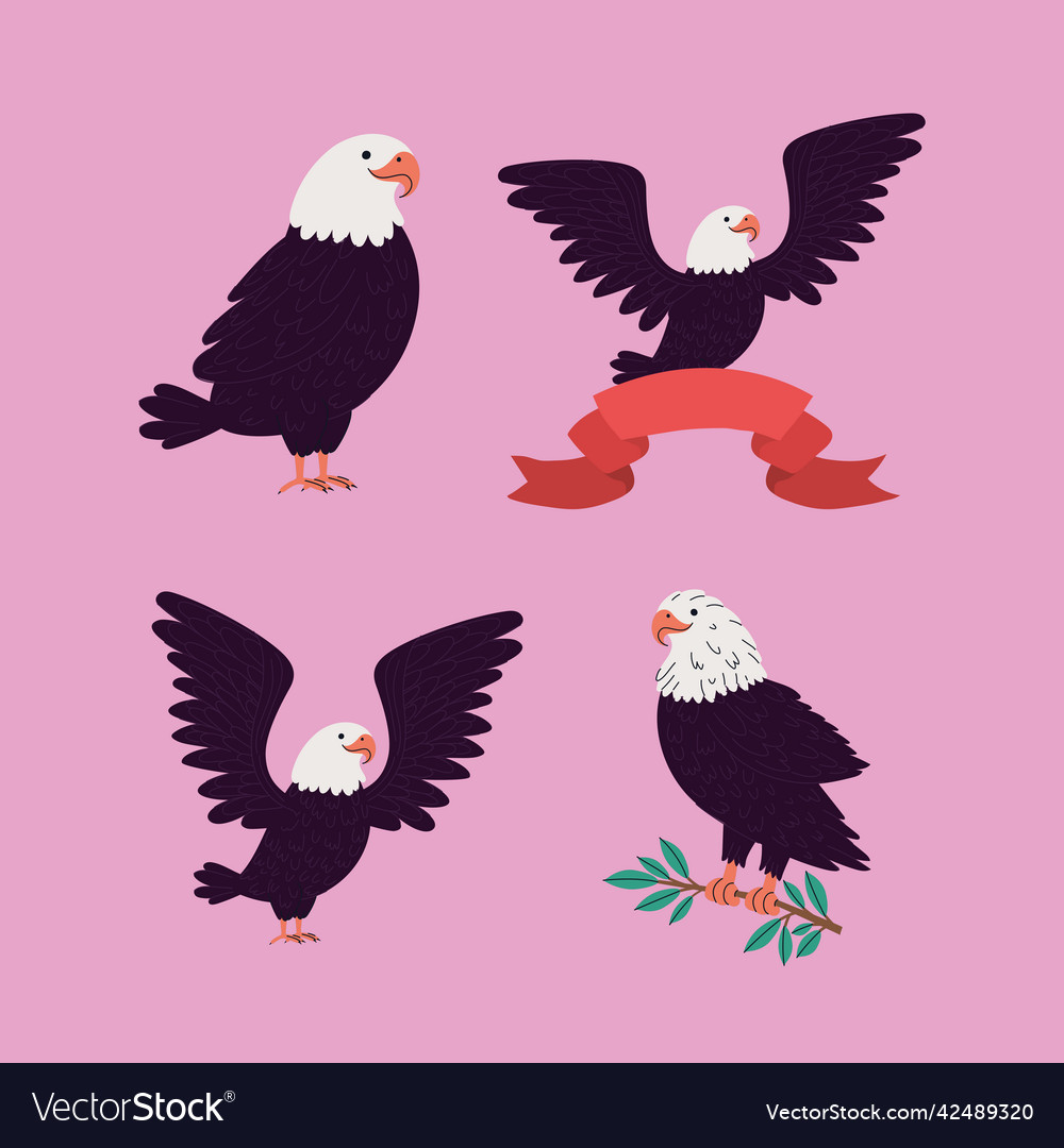 Four eagles set Royalty Free Vector Image - VectorStock