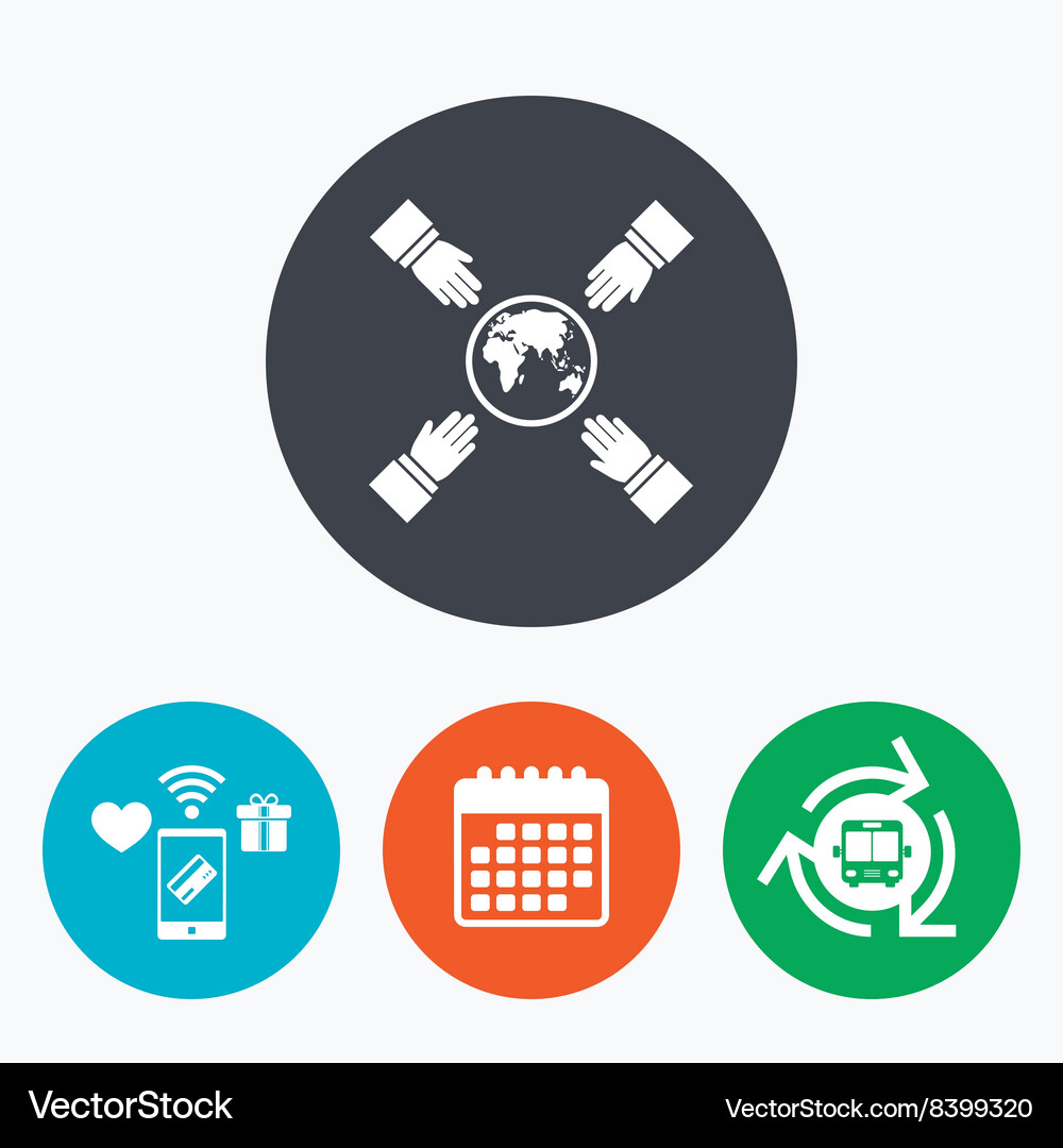 Hands reach for earth sign icon save planet Vector Image