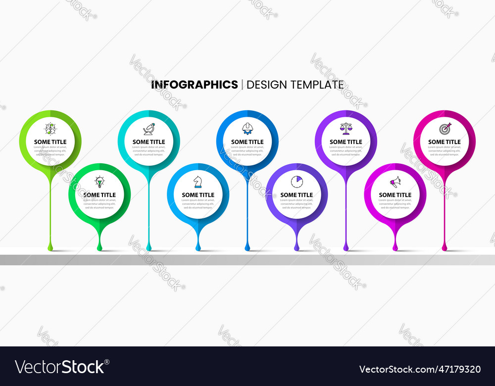 Infographic template 9 steps with icons and text Vector Image