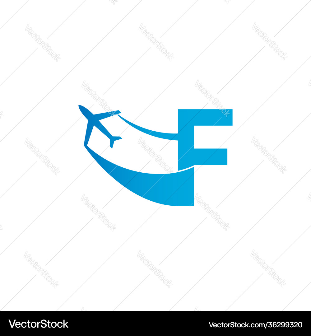 Letter f with plane logo icon design Royalty Free Vector