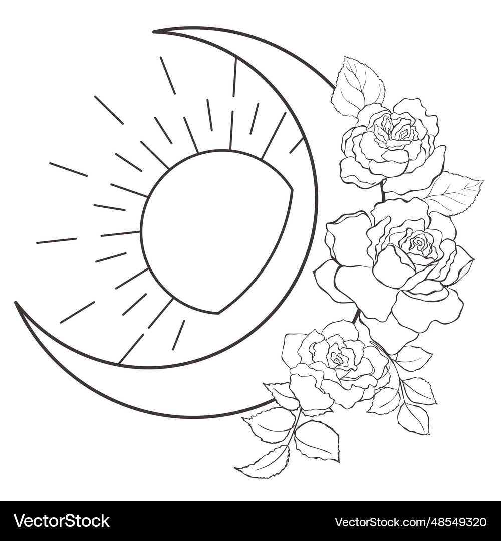 Line art design with crescent on the white Vector Image
