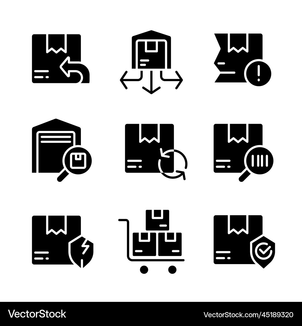 Logistics black glyph icons set on white space Vector Image