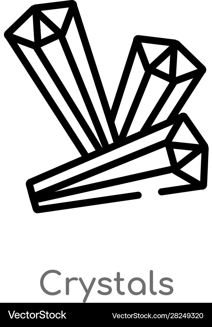 Outline crystals icon isolated black simple line Vector Image