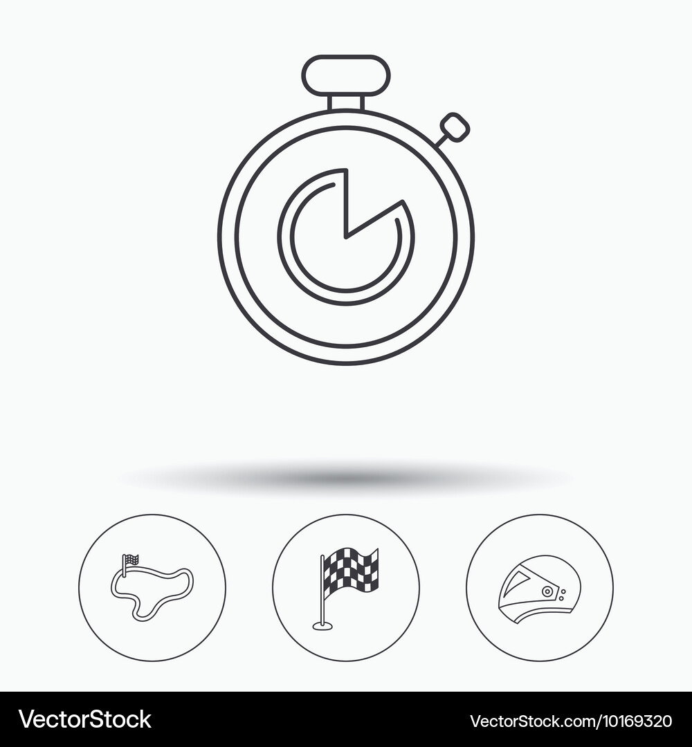 Race flag timer and motorcycle helmet icons Vector Image