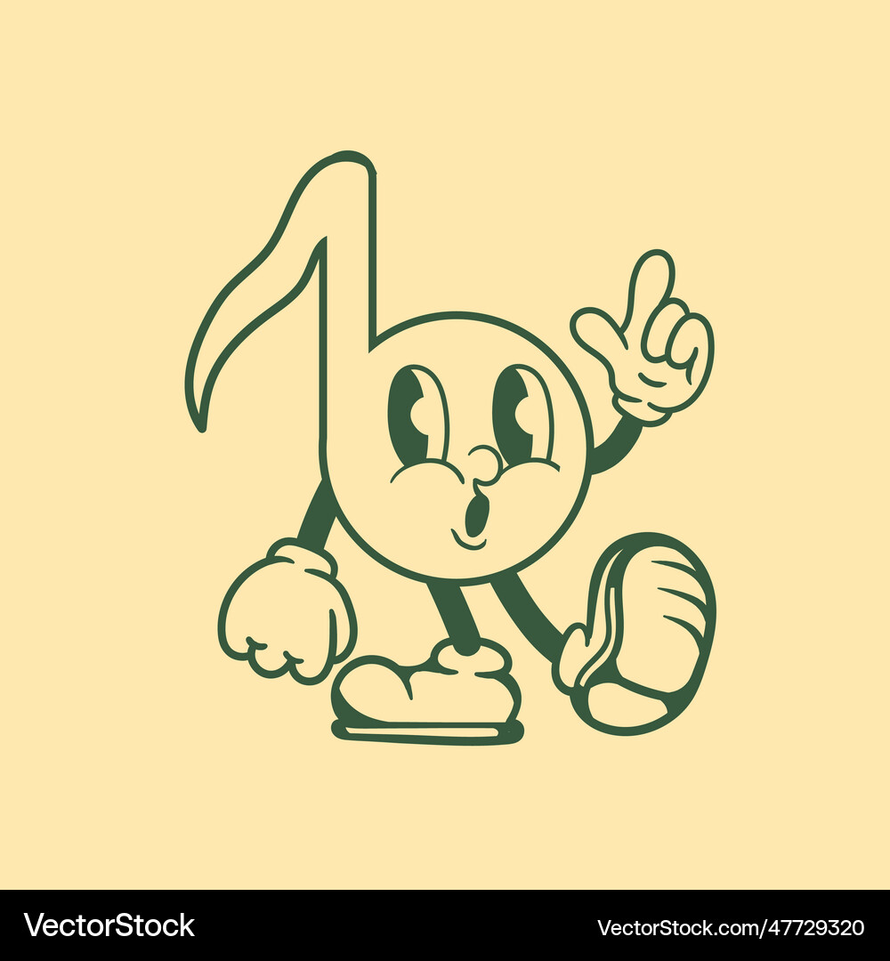 Vintage character design of musical note Vector Image