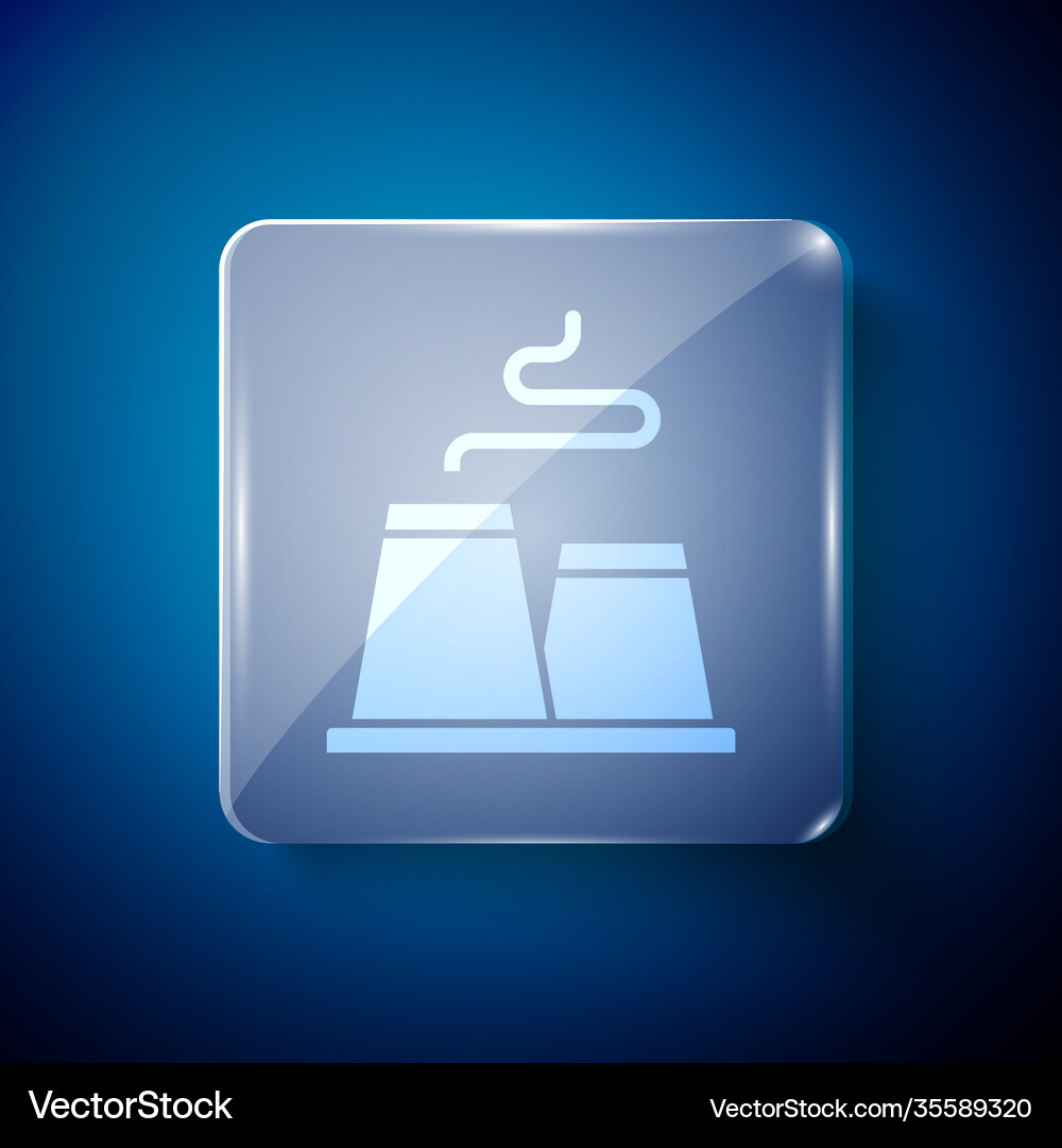 White factory icon isolated on blue background Vector Image