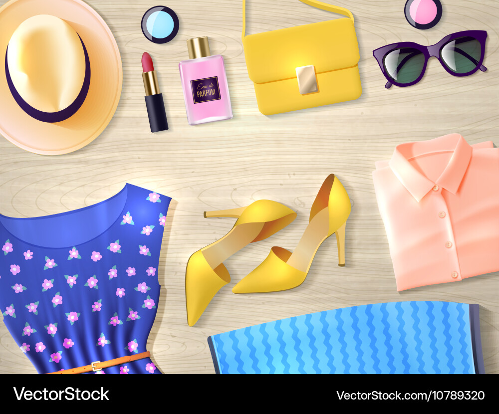 Woman clothing set flat Royalty Free Vector Image