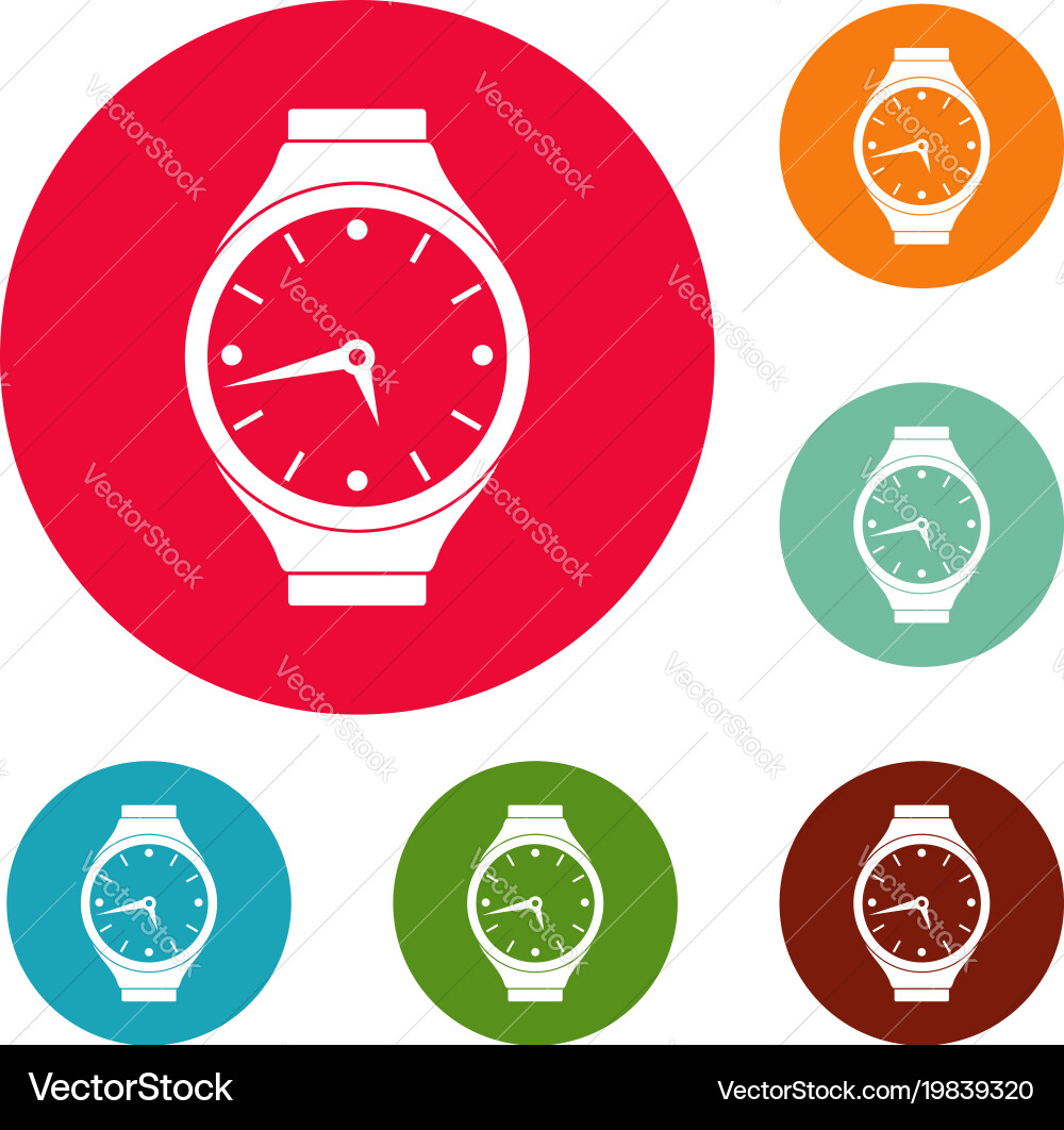 Wristwatch round icons circle set Royalty Free Vector Image