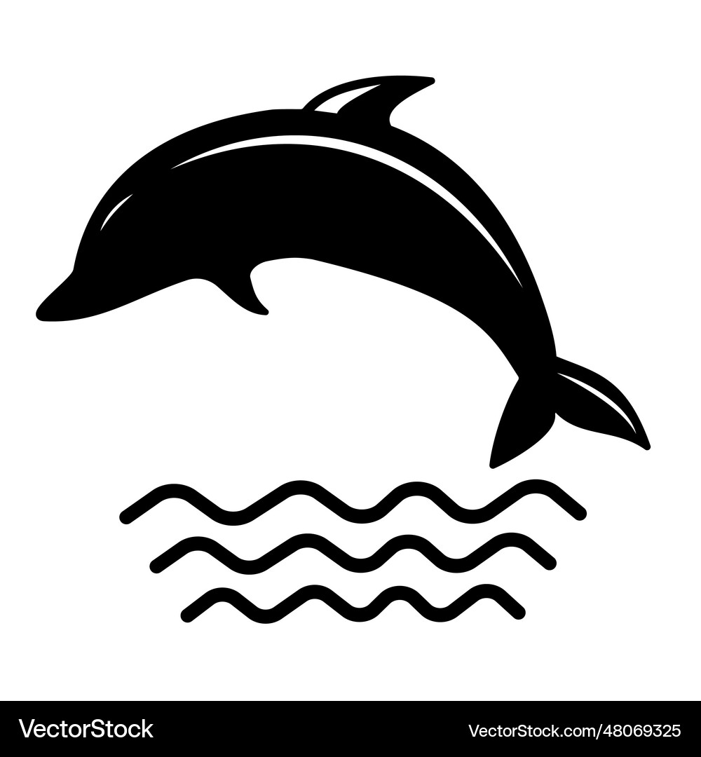 Black and white of dolphin Royalty Free Vector Image