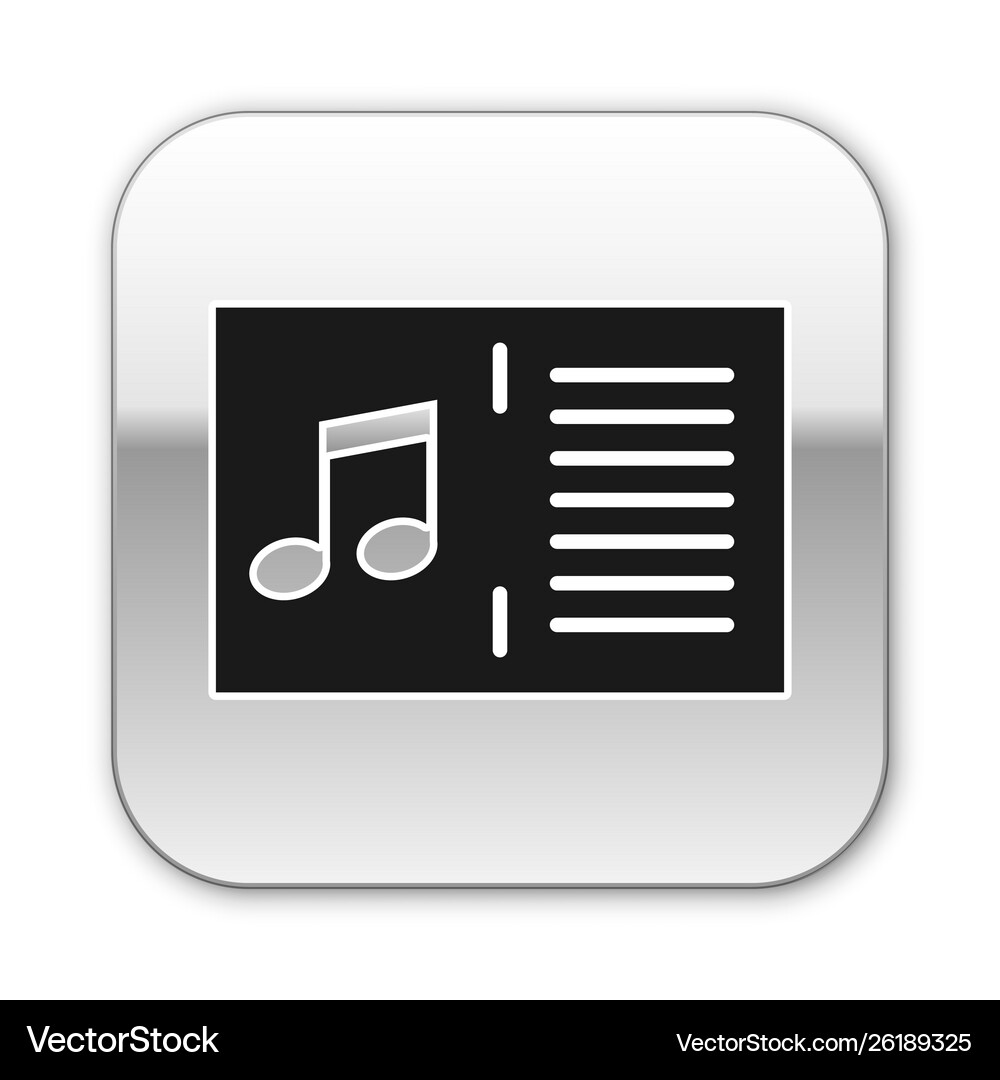 Black music book with note icon isolated on white Vector Image