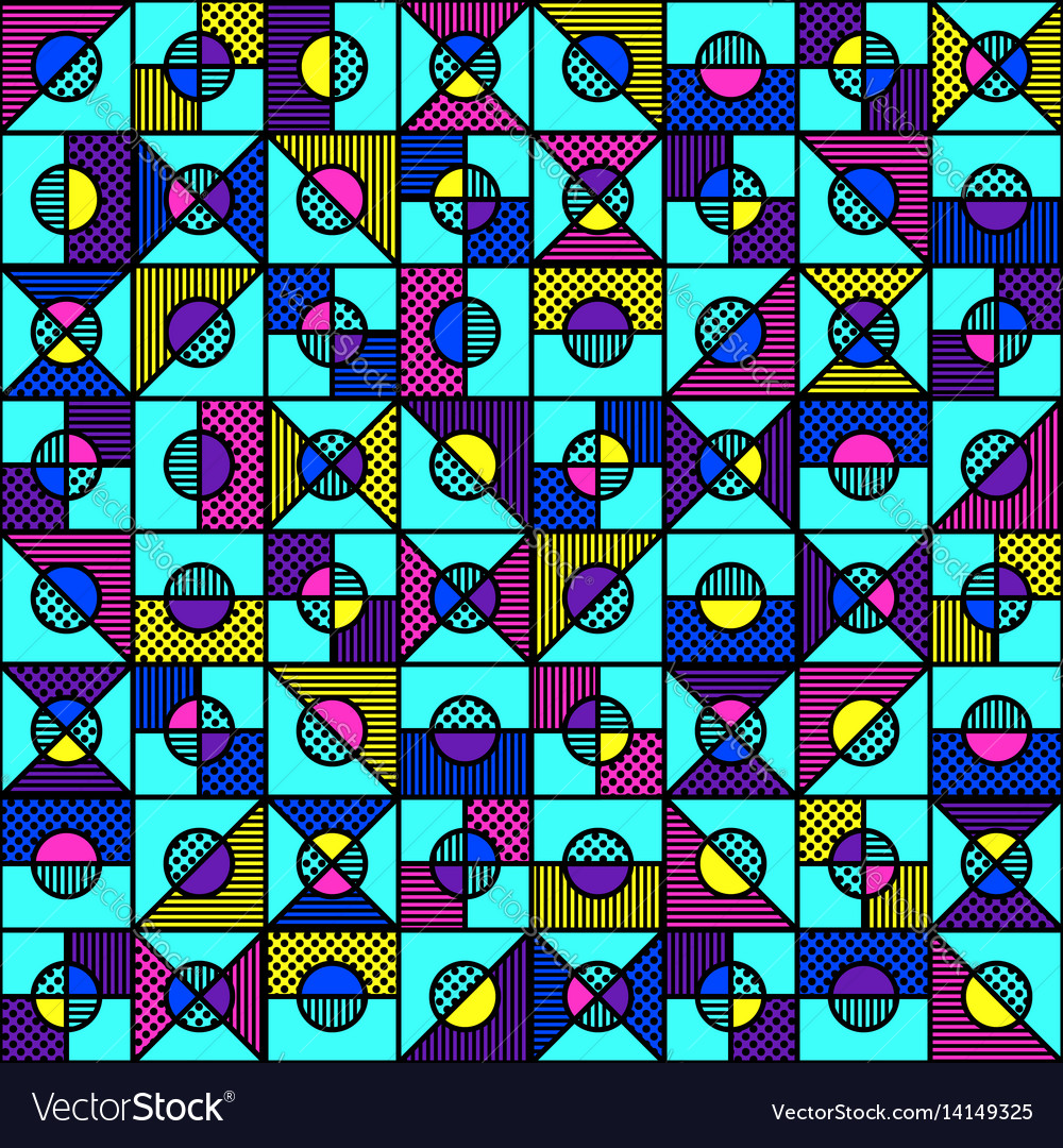 Bright geometric seamless pattern in style the Vector Image