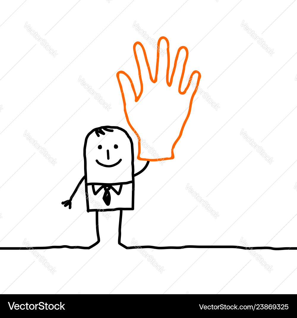 Businessman with hand up Royalty Free Vector Image