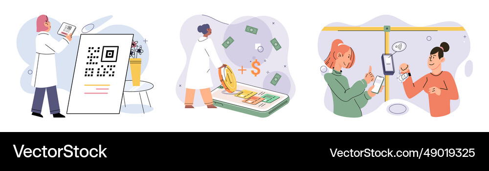 Cashless contactless and wireless transactions Vector Image