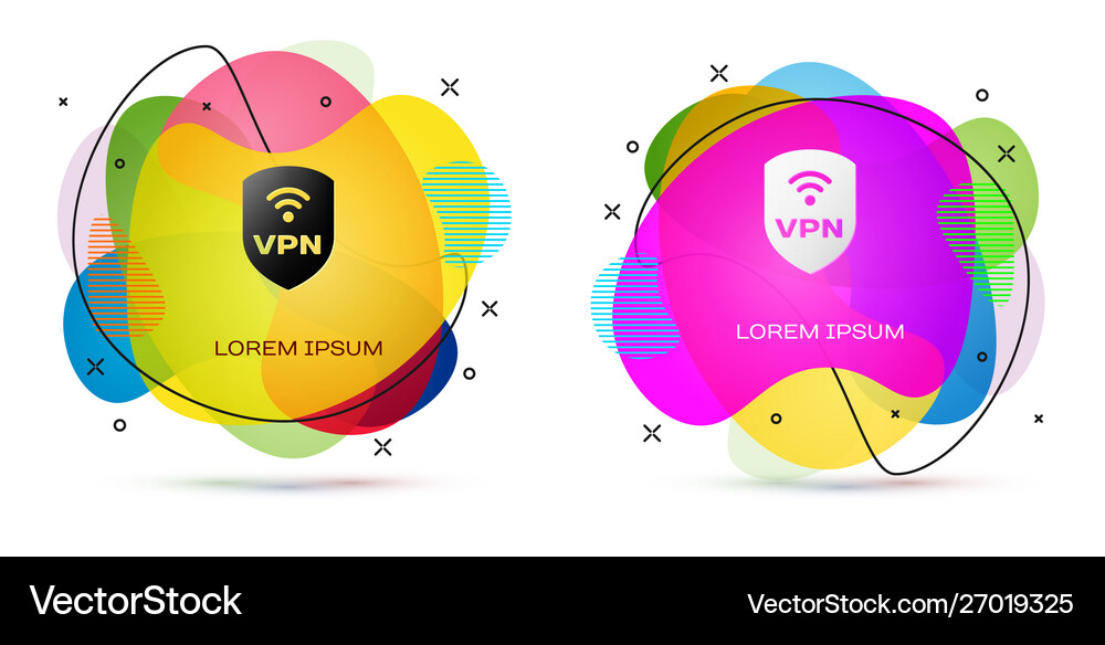 Color shield with vpn and wifi wireless internet Vector Image