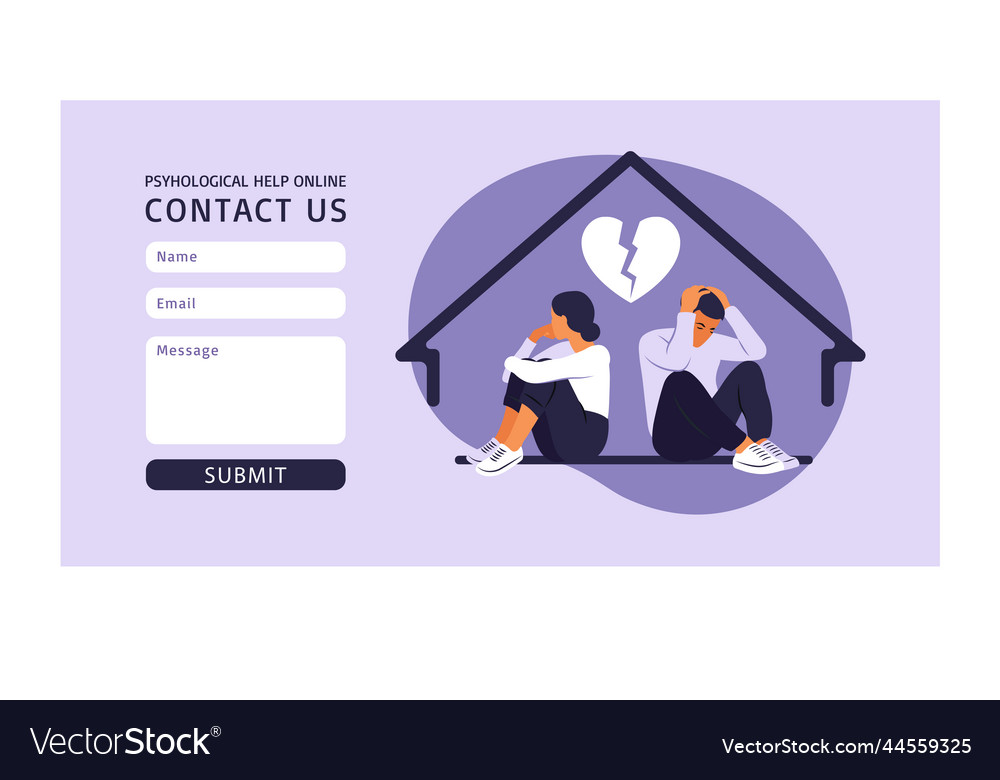 Contact Us Form Template For Web Man And A Woman Vector Image