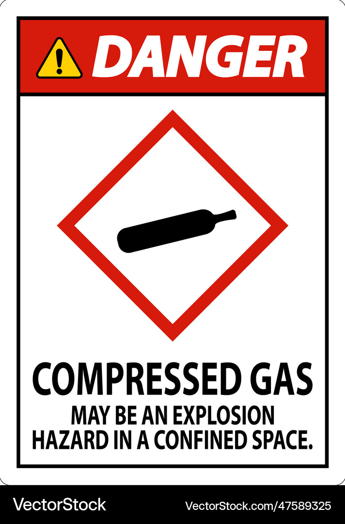 Danger compressed gas ghs sign on white background