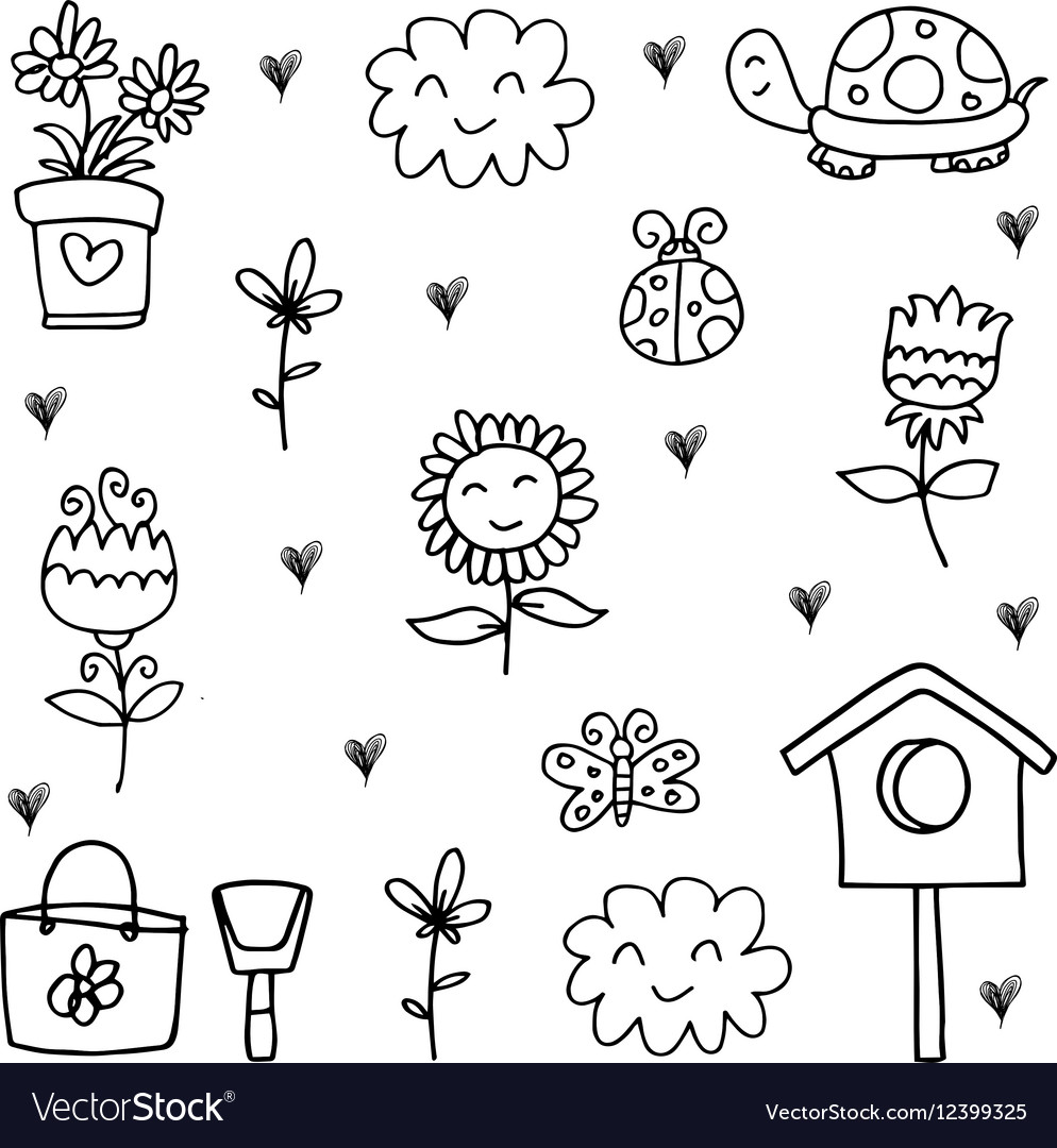 Doodle of spring theme collection Royalty Free Vector Image