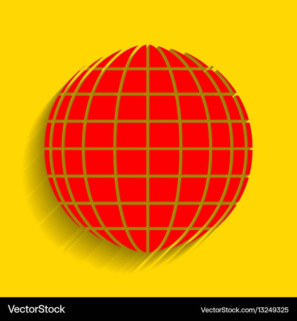 Earth globe sign red icon with soft Royalty Free Vector