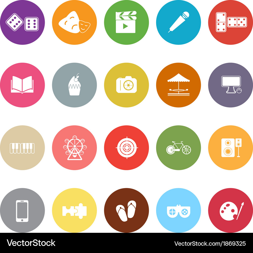 Entertainment flat icons on white background Vector Image