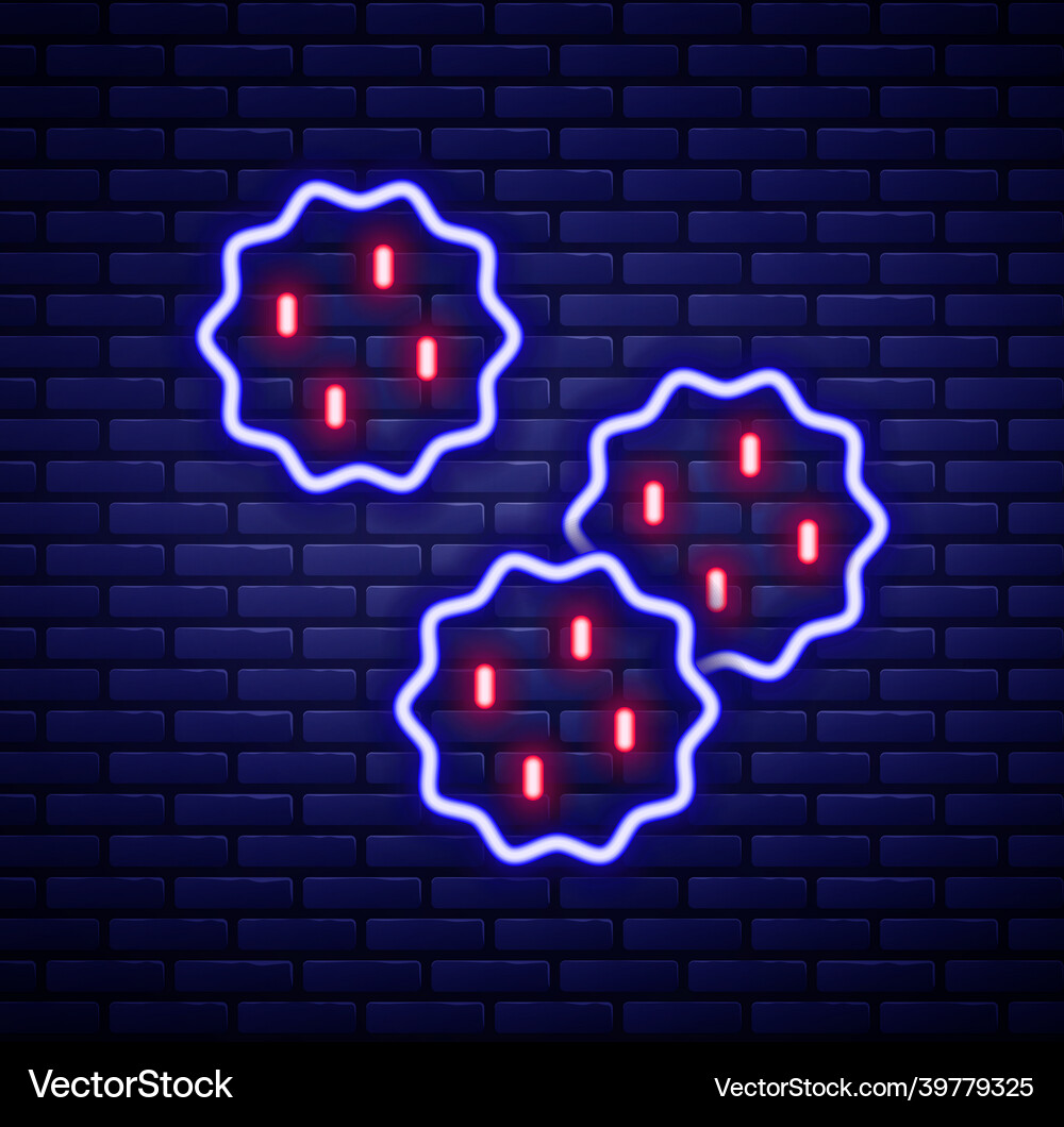 Glowing neon line cookie or biscuit with chocolate
