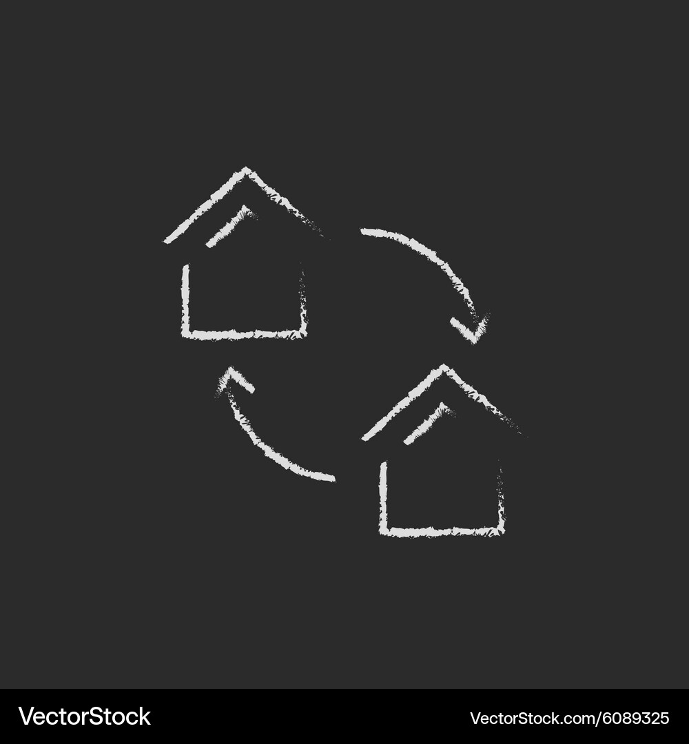 House exchange icon drawn in chalk Royalty Free Vector Image