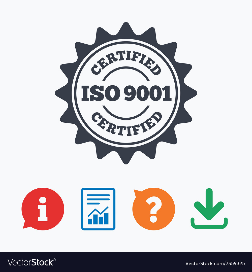 Iso 9001 certified sign certification stamp Vector Image