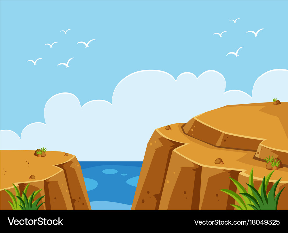 Ocean scene with cliff at day time Royalty Free Vector Image