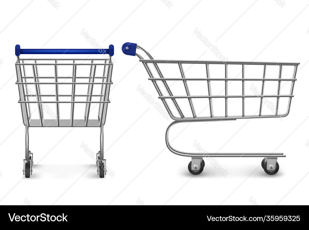 Shopping trolley top and side view empty cart Vector Image