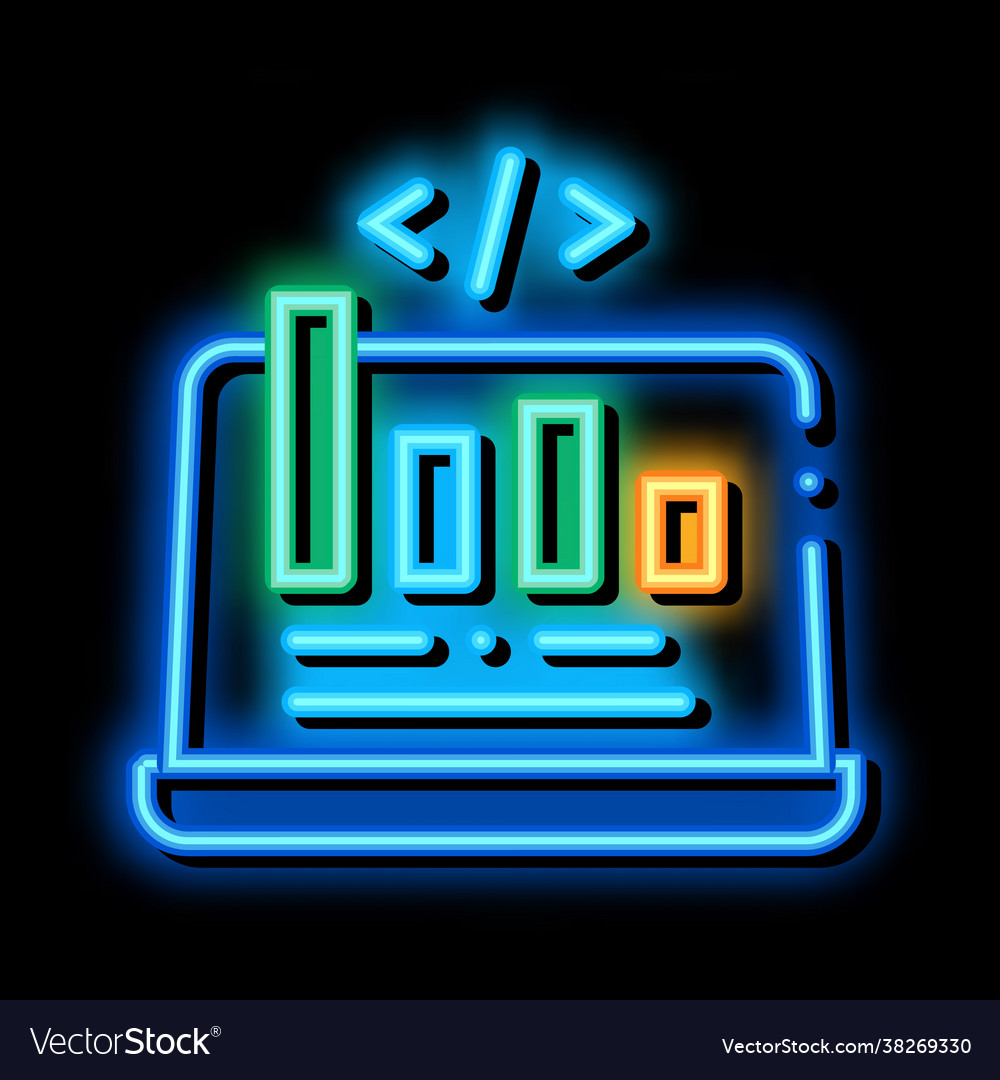 Bar chart neon glow icon Royalty Free Vector Image
